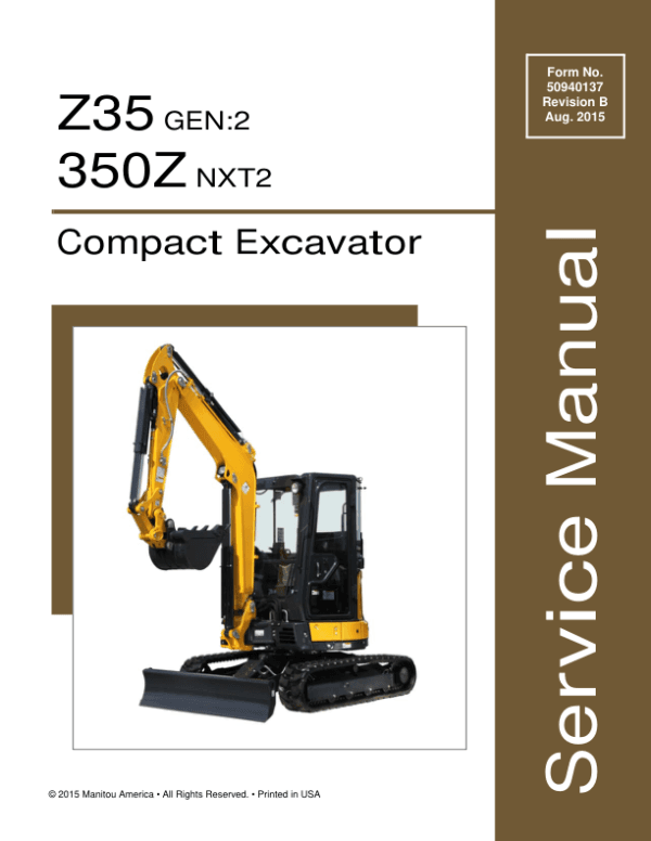 Gehl Z35 Gen 2, Mustang 350Z Nxt 2 Service Manual - Excavator Brands
