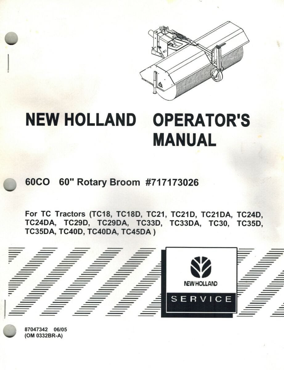 New Holland 60co 60 Rotary Broom Tractor Operators Manual - Excavator ...